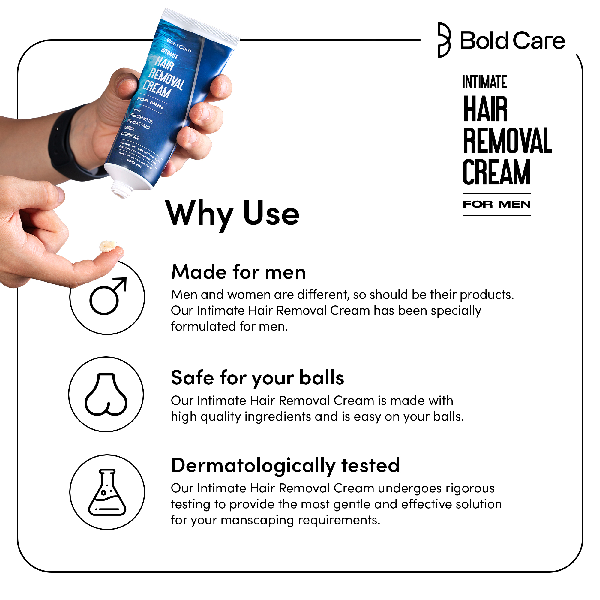 Intimate Hair Removal Cream for Fast Painless Hair Removal 100ml Bold Care